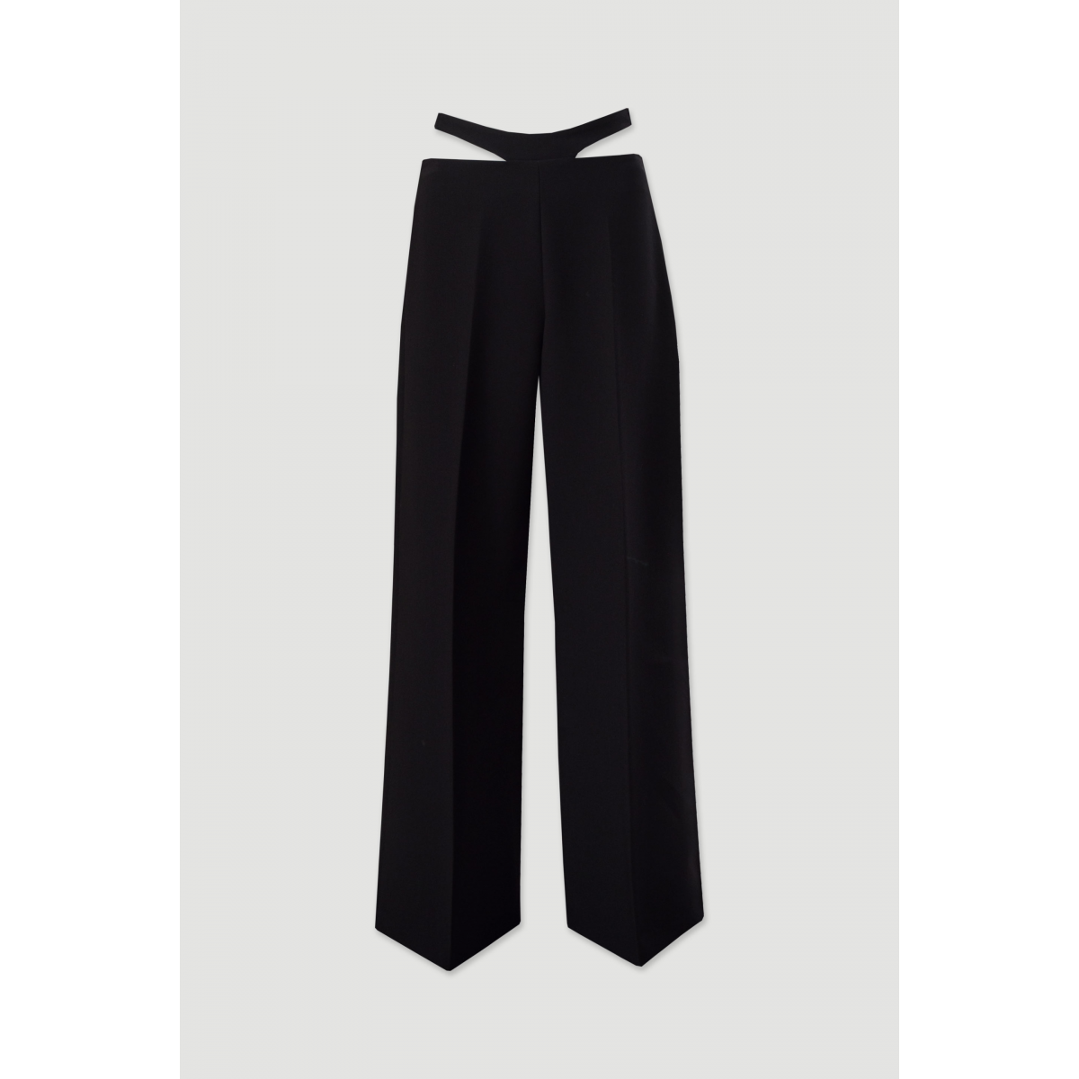 Pantalon classique féminin wide leg noir avec détail de bande ...